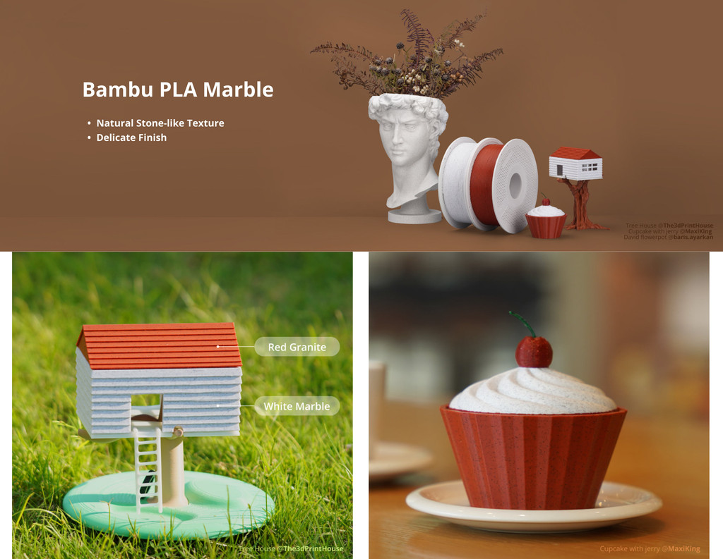 Bambu Lab PLA Marble Filament 1kg 1.75mm, Marble PLA for FDM Printer ...