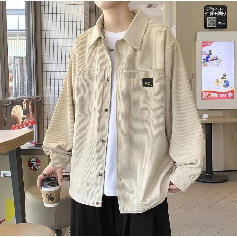 Ready-made stock men's striped shirt jacket corduroy thin style fashion ...