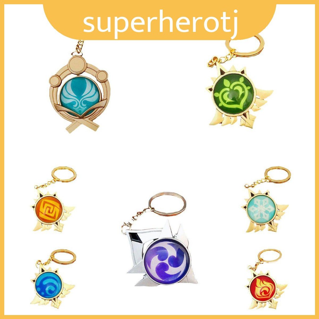 Seven Genshin Impact Elements Keychain Featuring Geo Anemo Electro ...