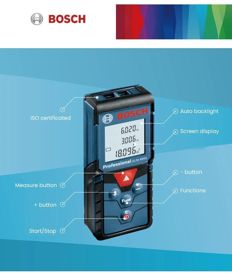 Bosch GLM 400 / 4000 Laser Distance Meter Ruler Infrared Laser Tape ...