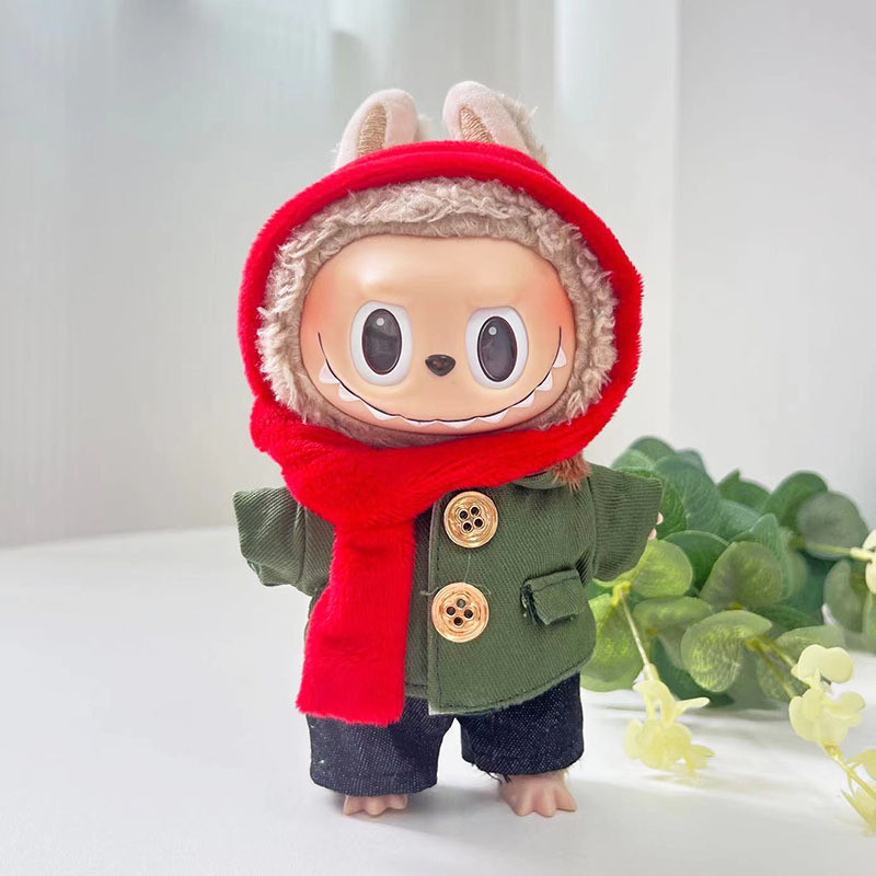 15cm 17cm Labubu Clothes Green Army Coat Suit For Labubu V1 V2 Baby ...