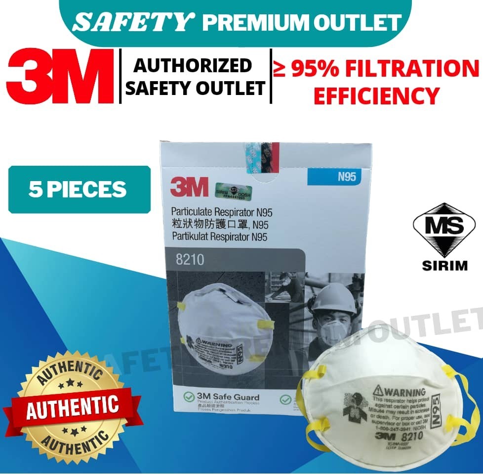 [ORIGINAL] 3M 8210 N95 Particulate Respirator - (5Pcs) N95 Face Mask ...