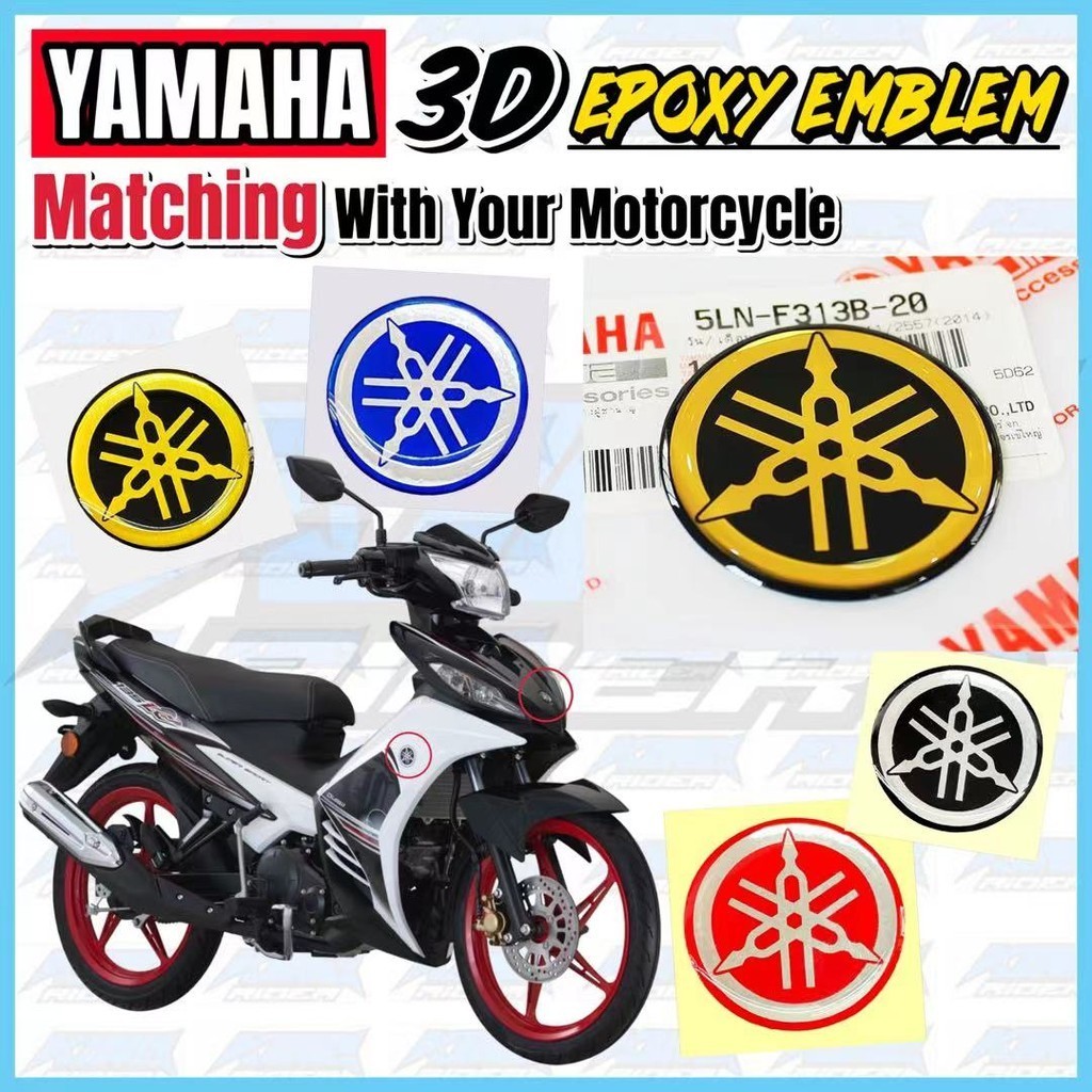 1PC Sticker Logo YAMAHA 3D Emblem Original Cutting (BIG & SMALL) Y15ZR ...