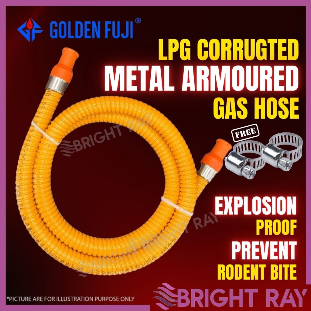 GOLDEN FUJI 1.5 MTR HEAVY DUTY LPG Corrugted Metal Armoured PVC Gas ...