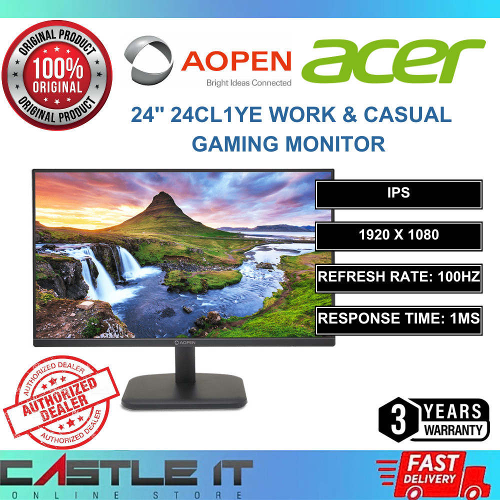 Acer AOPEN 24" 24CL1YE 100HZ IPS Full HD Gaming Monitor 23.8" HD MI VGA ...