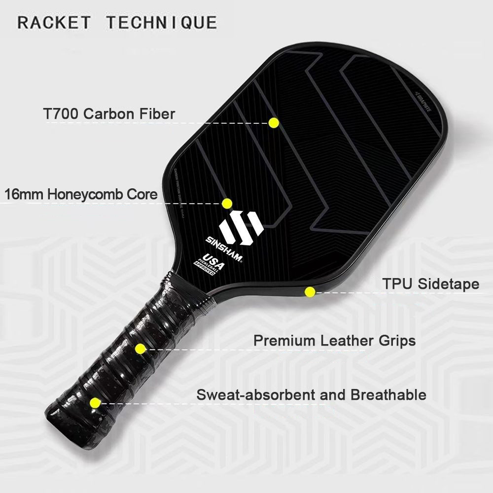 SINSHAM T700 Carbon Professional 16mm Pickleball Paddle Fiber Hot ...