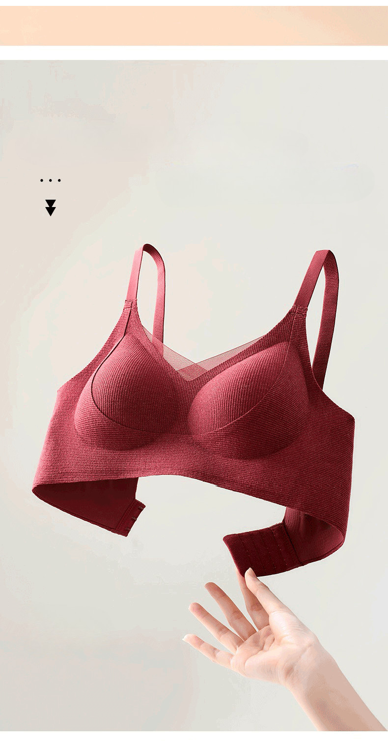 Brushed vertical stripes bra Seamless fixed cup push up underwear ...