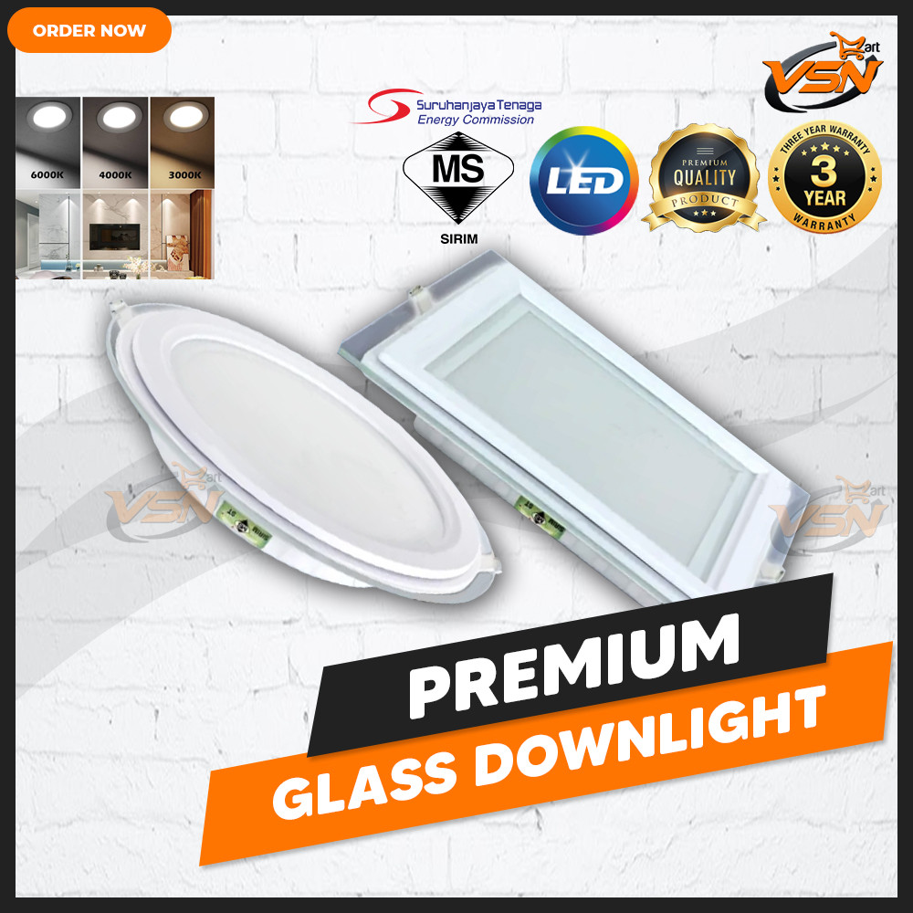 SIRIM LED Glass Downlight 12W 15W 18W 20W Down Light Siling Ceiling ...
