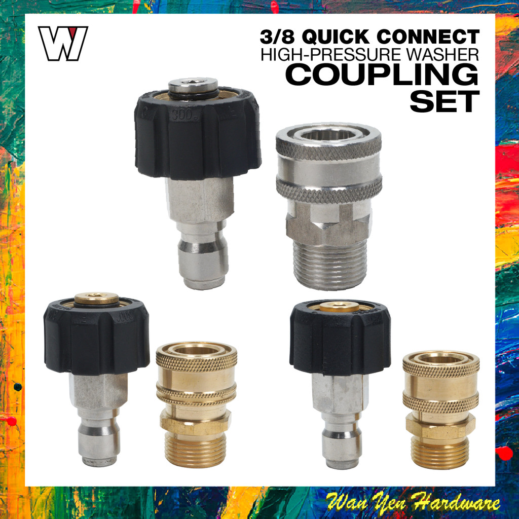 3/8" Quick Connect Coupler Adapter / Pressure Washer Quick Connector ...