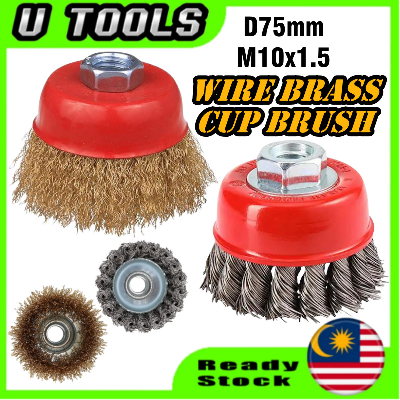 3" M10 Brass Wire Cup Bush Wood Steel for Paint Removal Rust Stripping ...