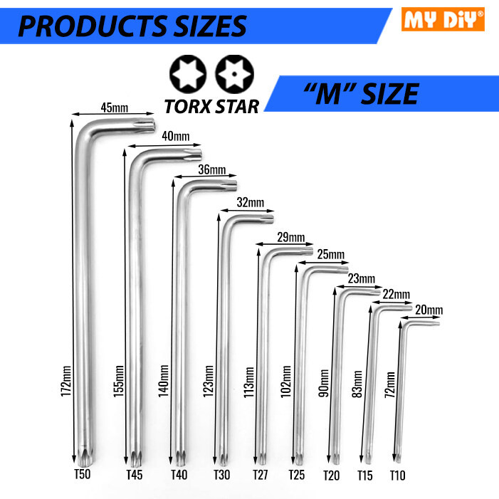 MYDIYHOMEDEPOT - 9PCS ALLEN KEY SET BALL POINT ALLEN KEY TORX STAR ...