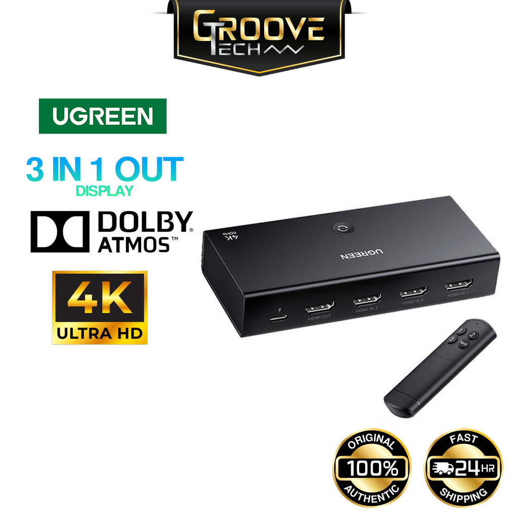 UGREEN HDMI 2.0 4K Switch 3 in 1 Out with Remote Control 4K60Hz ...