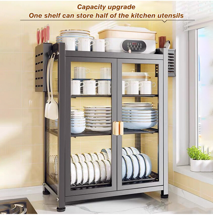 2/3Tier Rak Pinggan Stainless Steel Dish Cabinet Rack With Cover Dish ...
