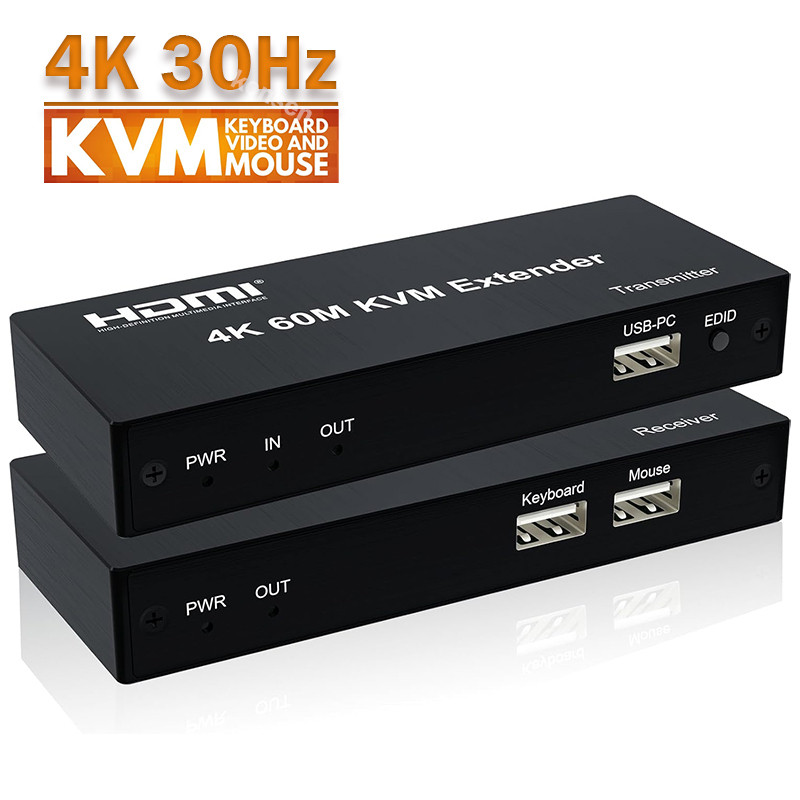 4K 60M HDMI KVM Extender over RJ45 Ethernet Cat5e/6 cable 120M HDMI USB Extender Transmitter ...