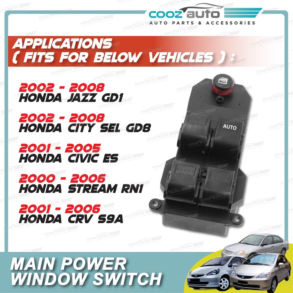 Honda City CRV Jazz Civic Stream Car Power Window Main Switch Single ...