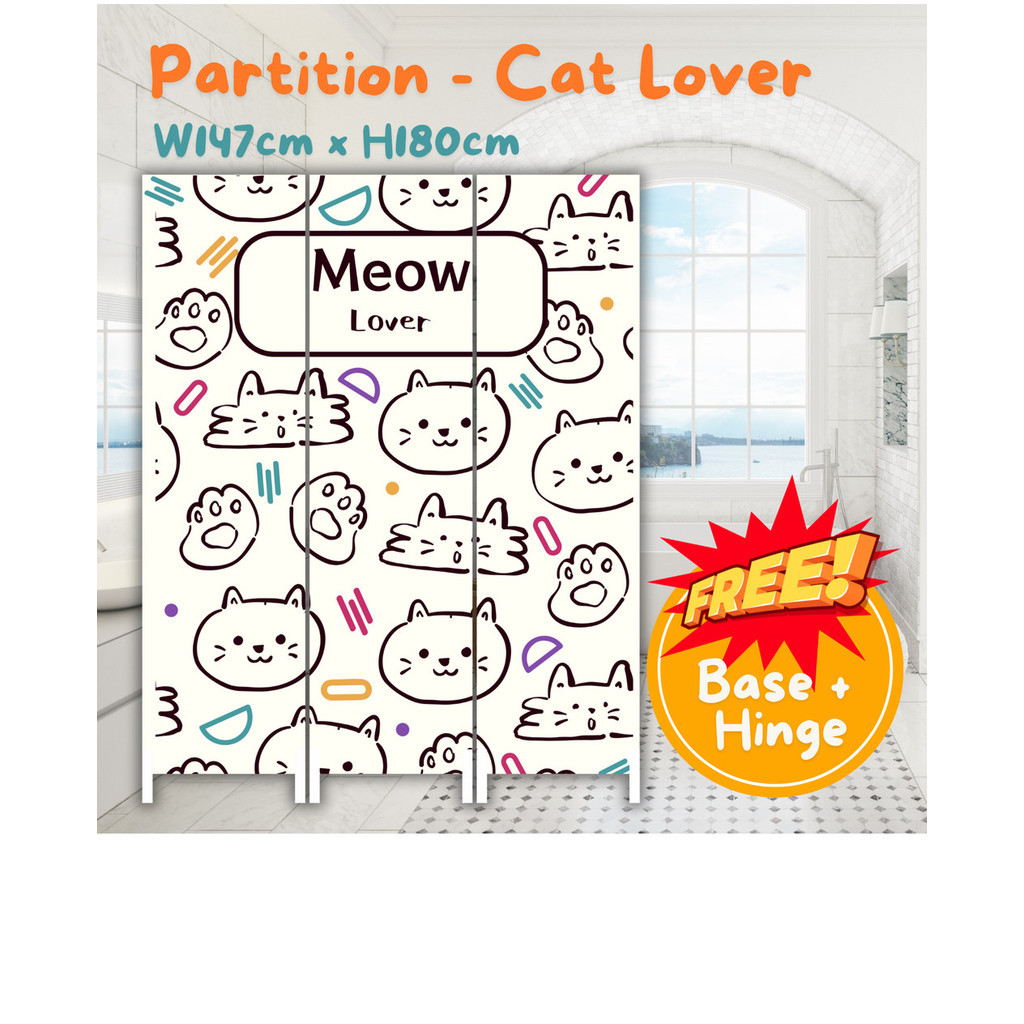 Cat lover folded partition panel standing screen kids partition space ...