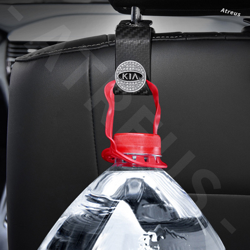 KIA Carbon Fibre Car Back Seat Hook Diamond Logo Storage Hanger Seat ...