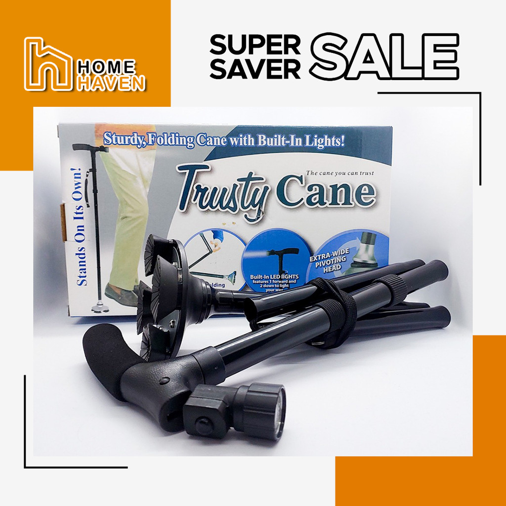 HOME HAVEN Elderly Trusty Cane Walking Stick Foldable Adjust Height ...