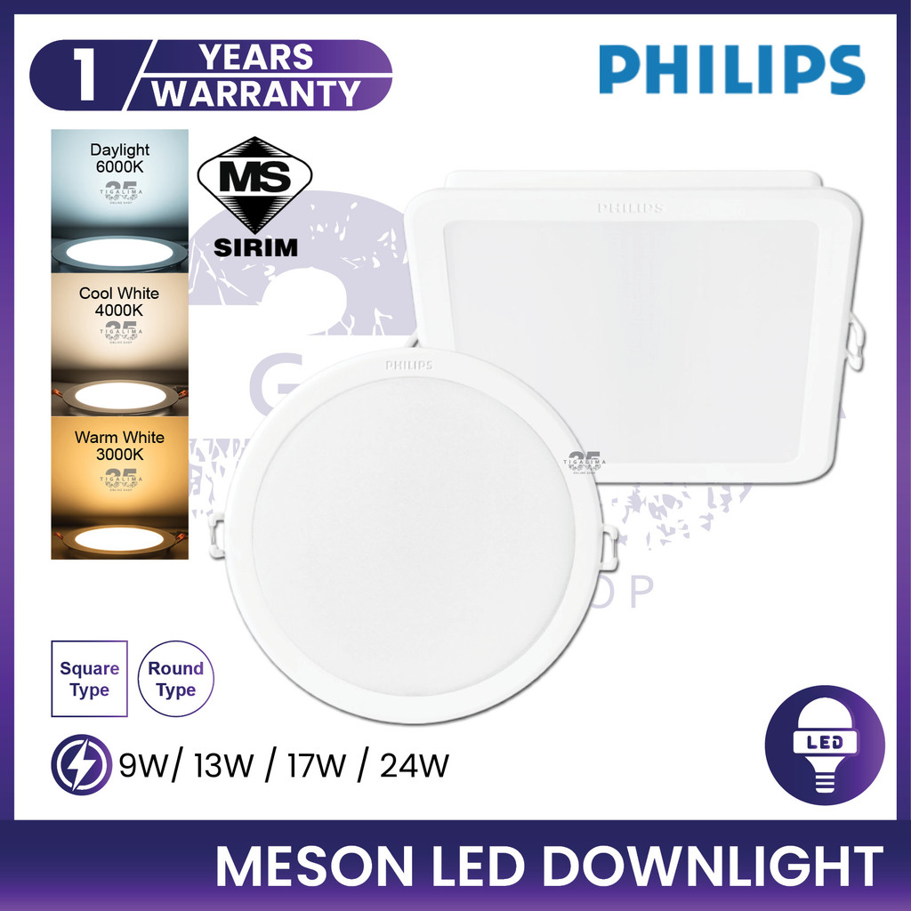 PHILIPS Meson LED Downlight 59449 59464 59465 59466 59467 59471 9W 13W 17W 24W Lampu LED Philips ...