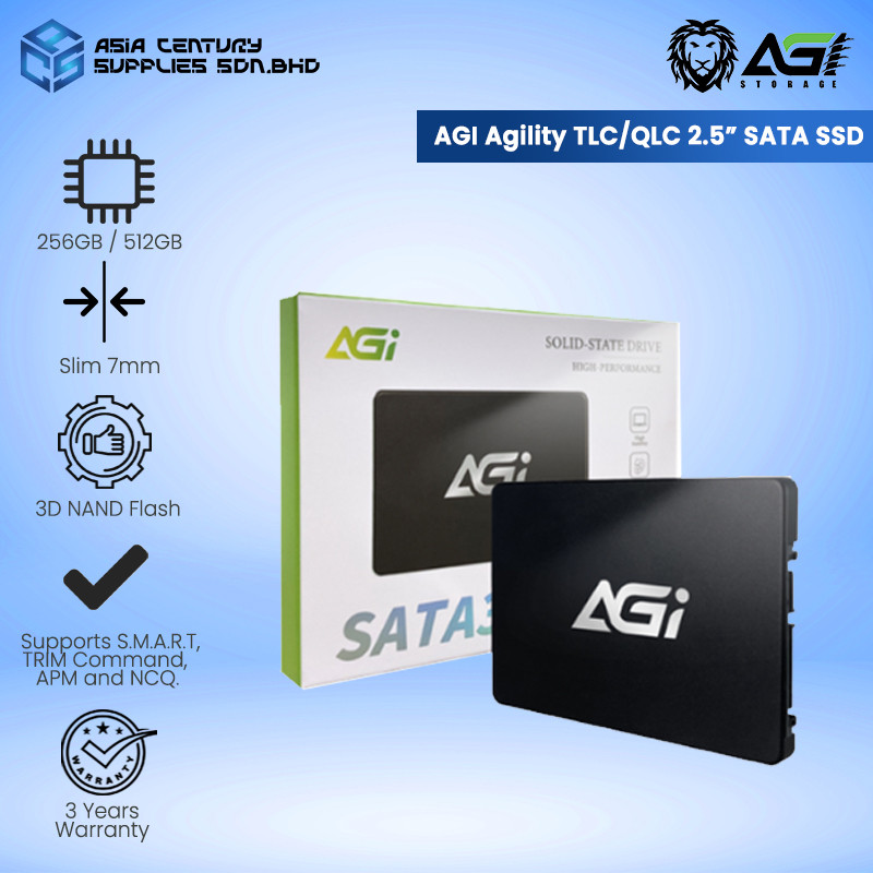 AGI 120GB/256GB/500GB/512GB SATA SSD Hard Disk 2.5'' / Up to 550MB H/s read speed Intel Flash ...