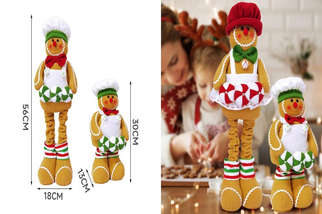 SL| Retractable Legs Christmas Ornament Adorable Gingerbread Man Doll ...
