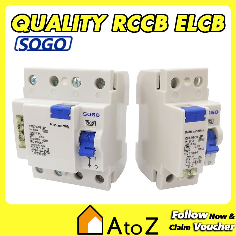 Top Quality Residual Current Circuit Breaker SOGO RCCB 40A/63A ELCB MCB ...