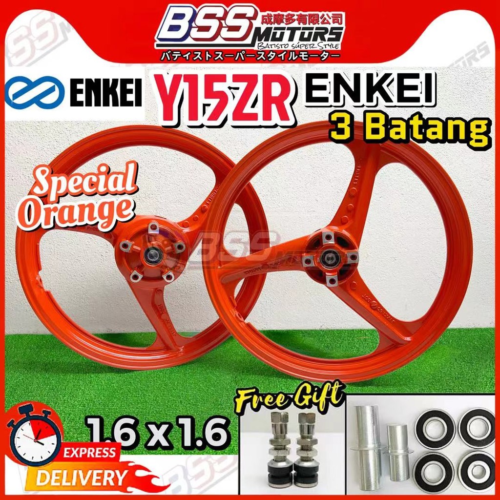 ENKEI 3 Batang Sport Rim Full Chop Rim Orange Yamaha Y15ZR V1 - V2 Y15 Y150 1.6/1.6 SIAP Bearing ...