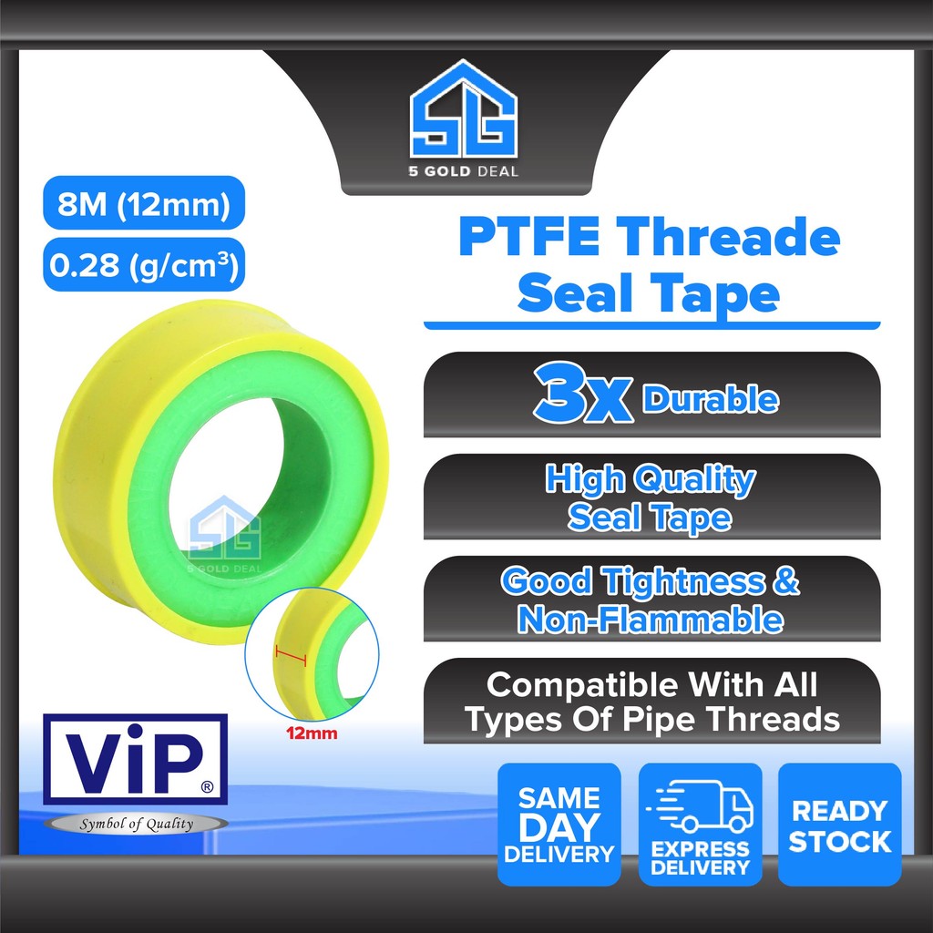 ViP PTFE White Seal Tape Water Plumbing Hose Seal Anti Leakage Thread ...