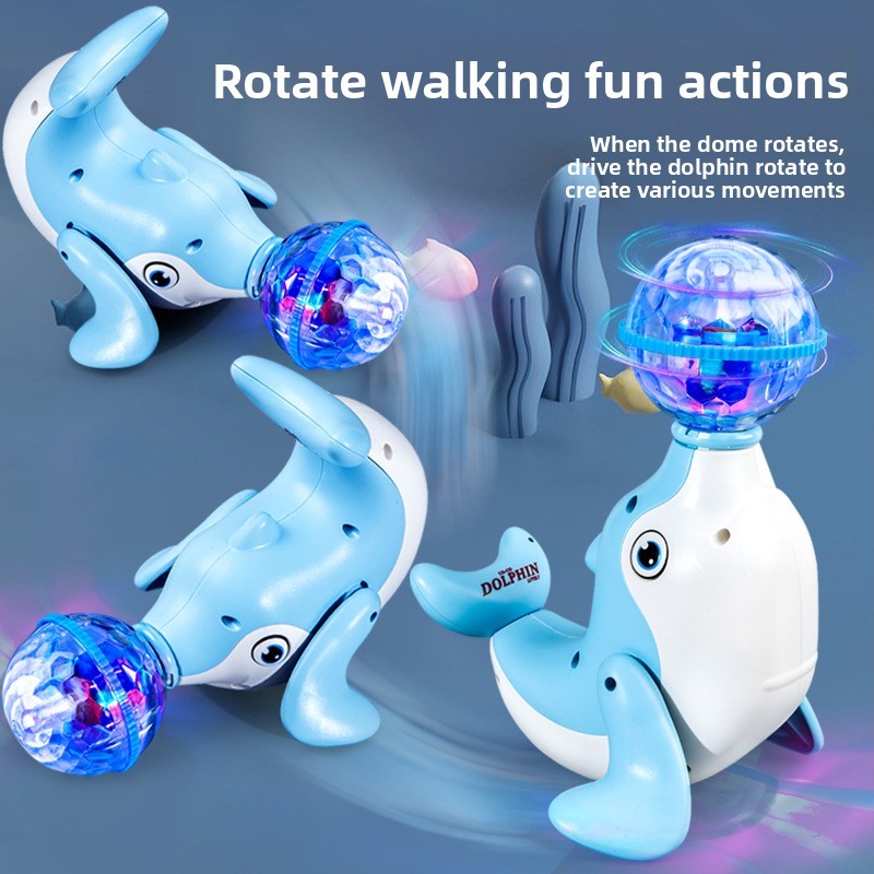 Light Up Kids Dolphin Spinning Toy With Sound For Visual Auditory ...