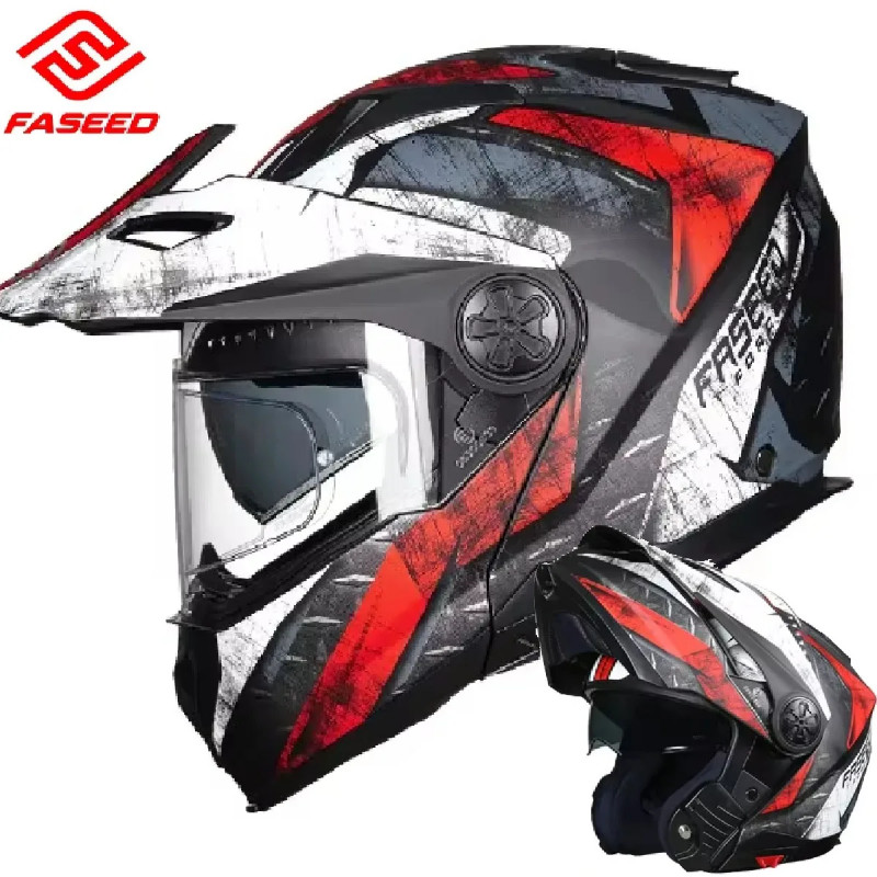 FASEED Flip Up Motorcycle Helmet DOT ECE Certification Double Len Off ...