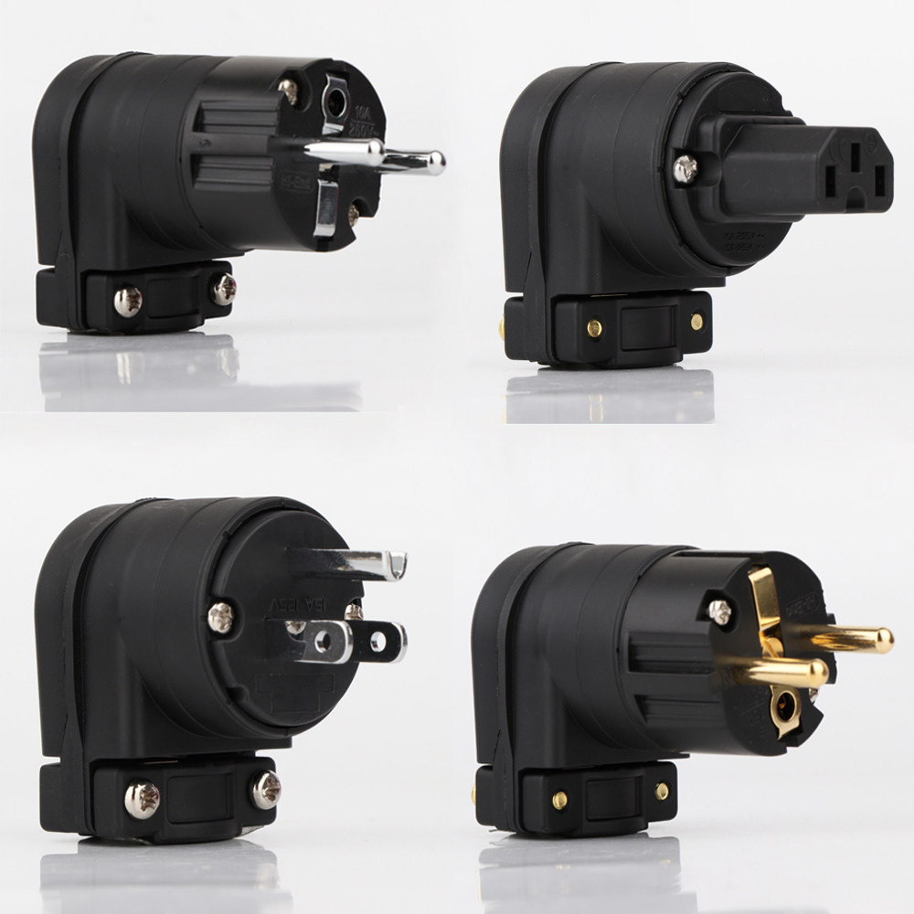YTER 24K gold Schuko Connector Angled Schuko Plug Supply power cable ...