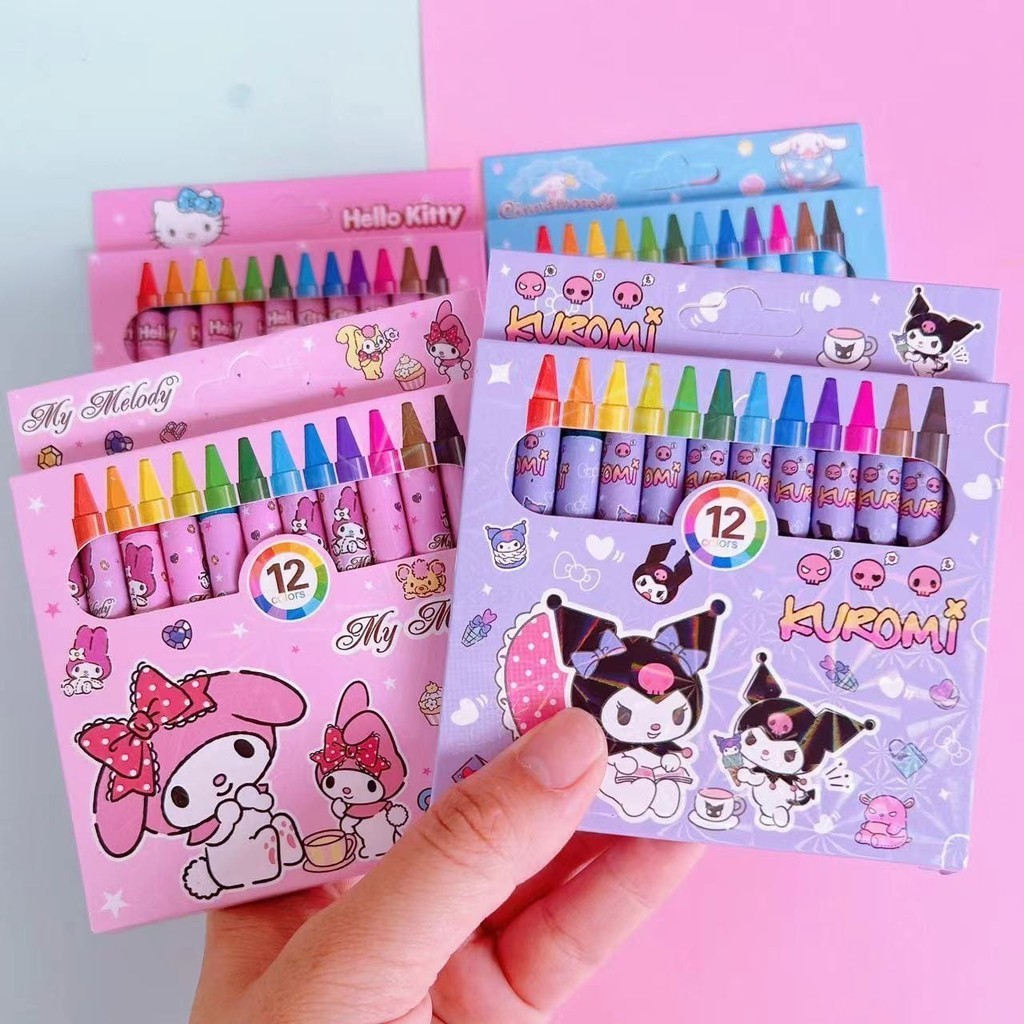 9cm Sanrio Crayon Pastels Kuromi Melody Cinnamoroll Spiderman Dinasour ...