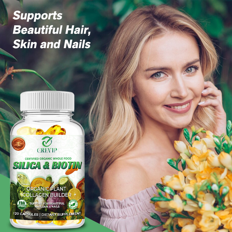 GREVIP Silica and Biotin Capsules, Organic Plant Collagen Builder ...