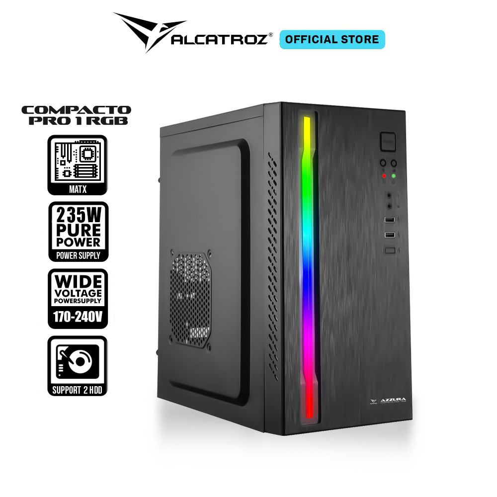 Alcatroz Azzura COMPACTO ATX PC Desktop Case with 235W Power Supply ...
