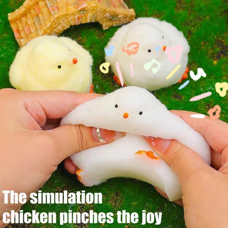 Kawaii Yellow Chicken Squeezing Pinching Joy - Soft Plush Simulation ...