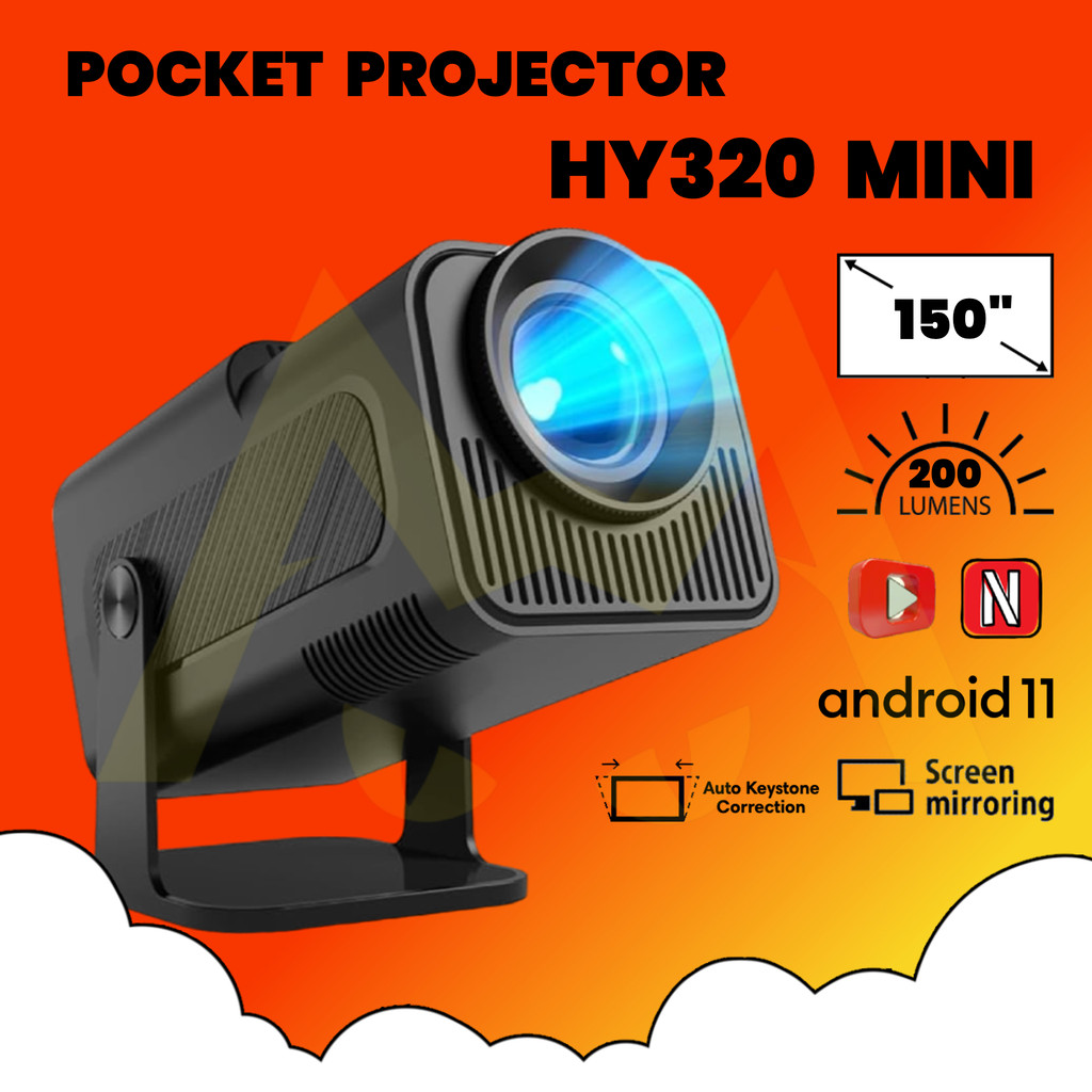 HY320 MINI Projector 4K Android 11.0 LCD 4K Projector 1080P Dual Band ...