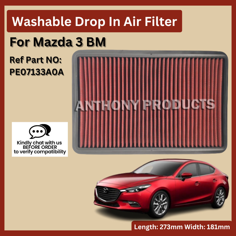 Mazda 3 BM Washable Drop in Filter Air Filter (PE07133A0A/PEAR133A0 ...
