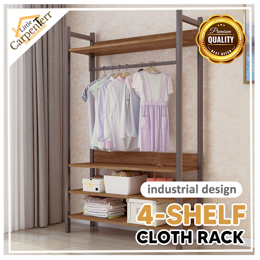 Little Carpenterr Rustic Metal Cloth Rack Storage Cupboard Cloth Rack ...