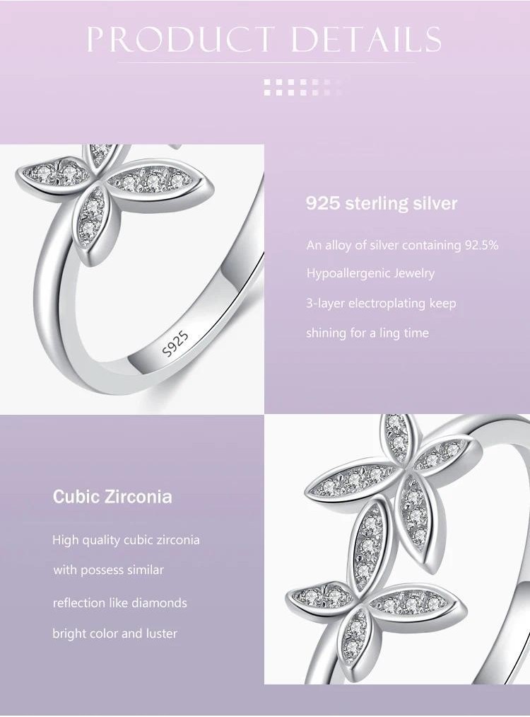 Ailmay 925 Silver Romantic Butterfly Rings Exquisite Clear Zircon Finger Ring | Shopee Malaysia