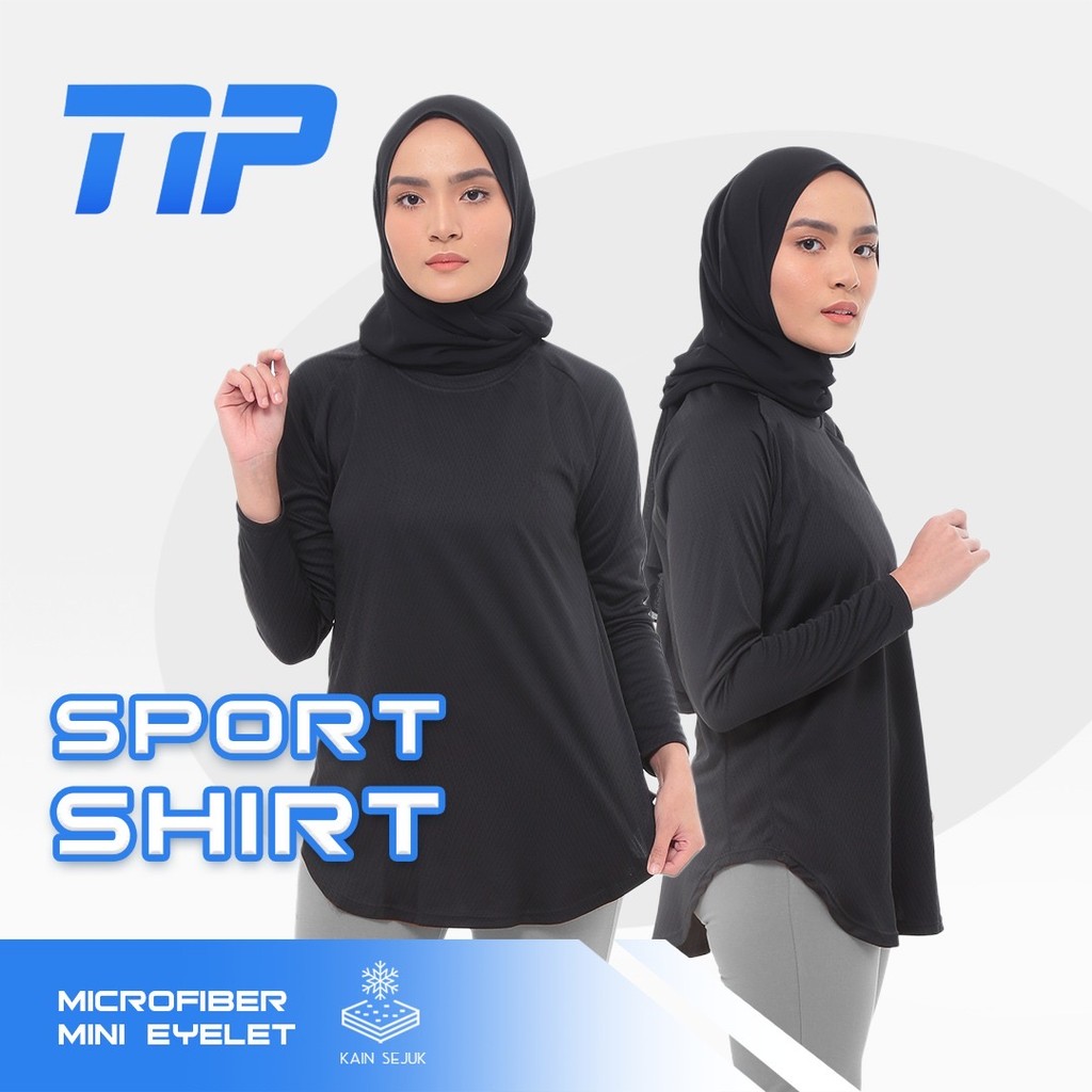 Baju Sukan Curve Muslimah Microfiber Mini Eyelet (M-3XL) | Shopee Malaysia