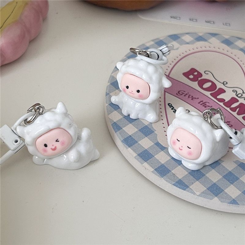Keychain Cute Three-dimensional Lamb Keychain Cartoon Student Bag ...