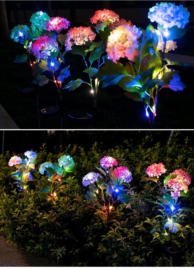 Solar Hydrangea LED Outdoor Flower Lights Waterproof Decoration ...