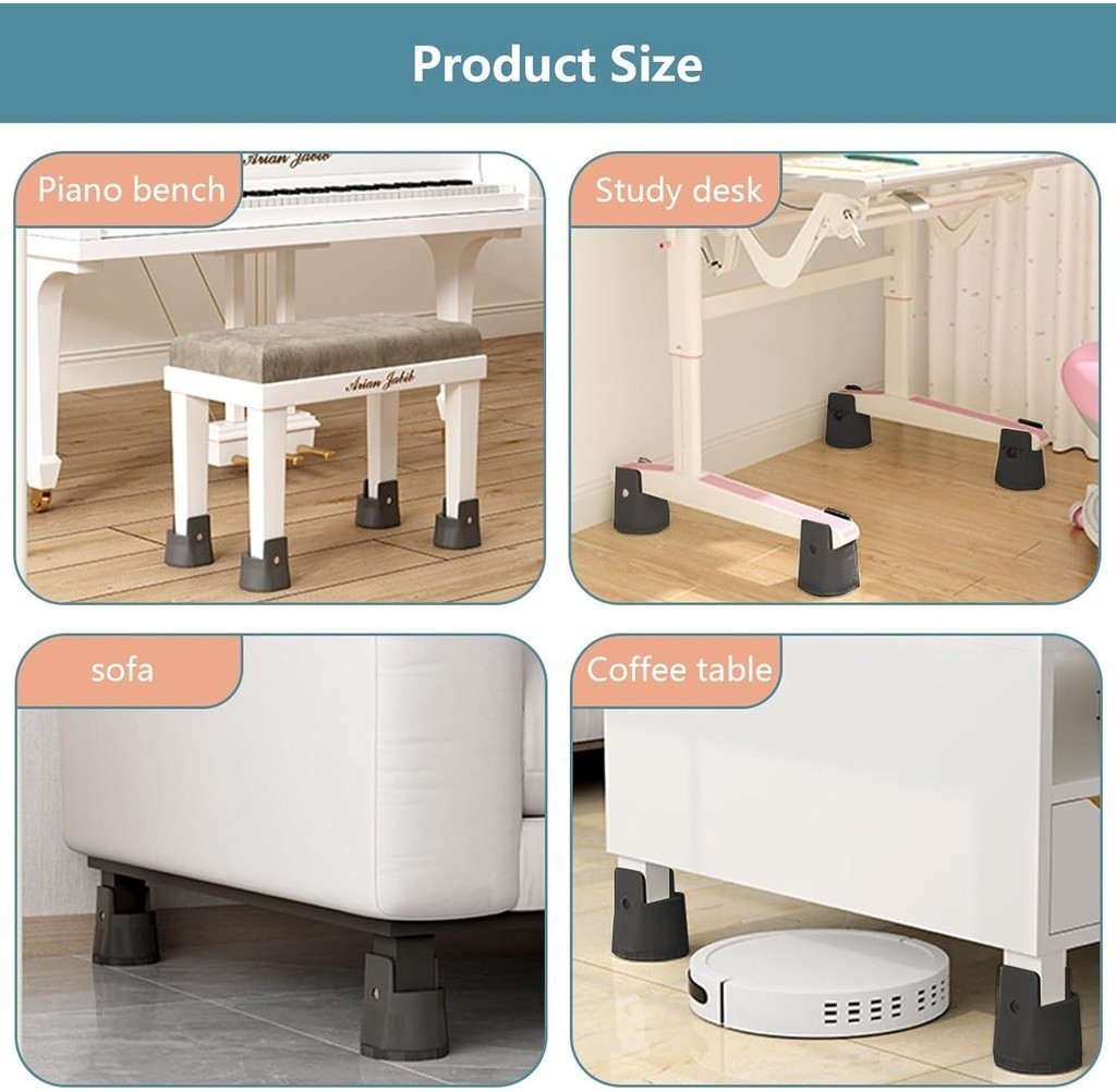 4Pcs Adjustable Increase Table Height Foot Pad Furniture Legs ...