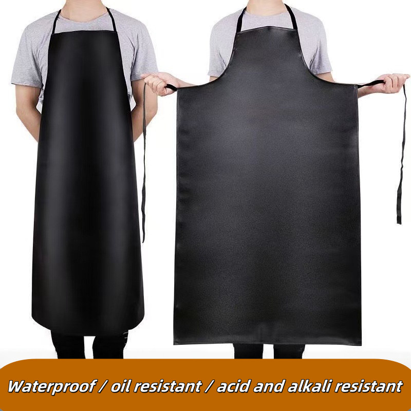 Long Labor Protection Apron Waterproof Oil-Resistant Pvc Leather Apron ...