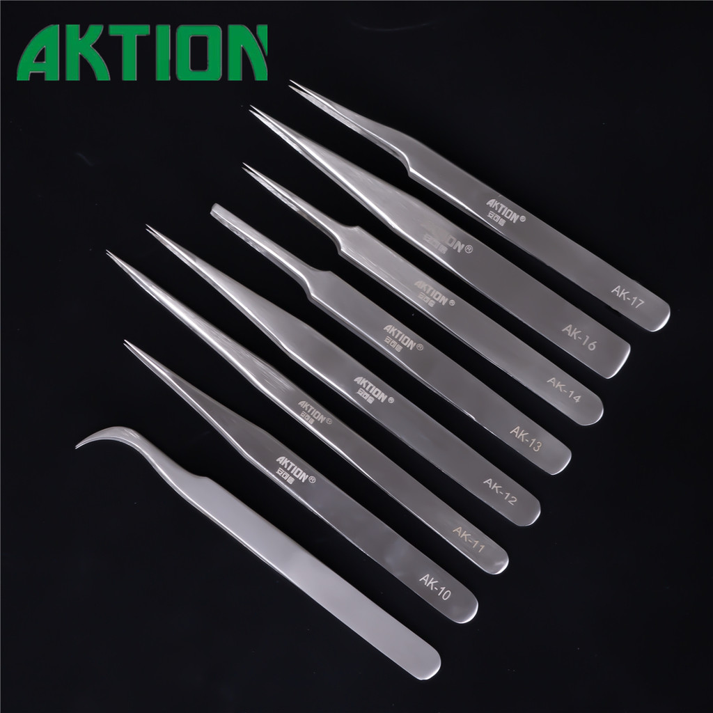 AKTION AK Anti-Static Stainless Steel Tweezers - Precision Maintenance ...