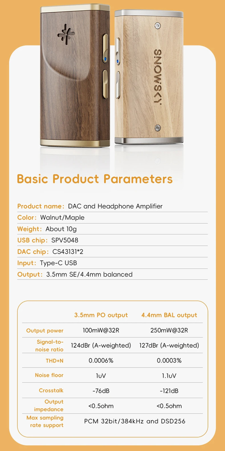 Fiio Snowsky Melody, DAC and Amplifier: Portable Dual CS43131 Dongle ...