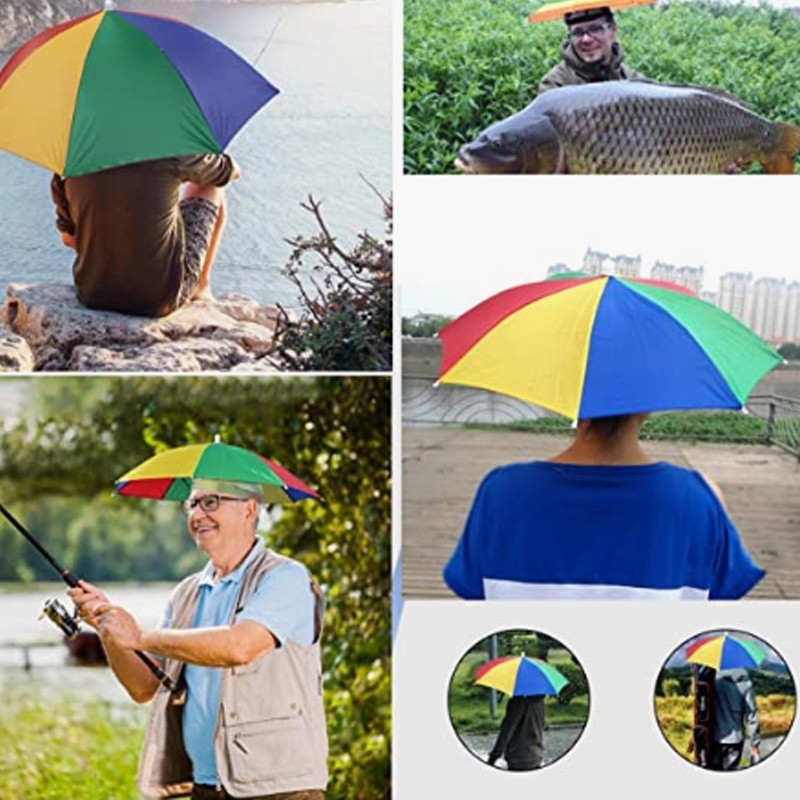 69/77/95cm Head-Mounted Foldable Umbrella Cap Shade Hat Outdoor ...