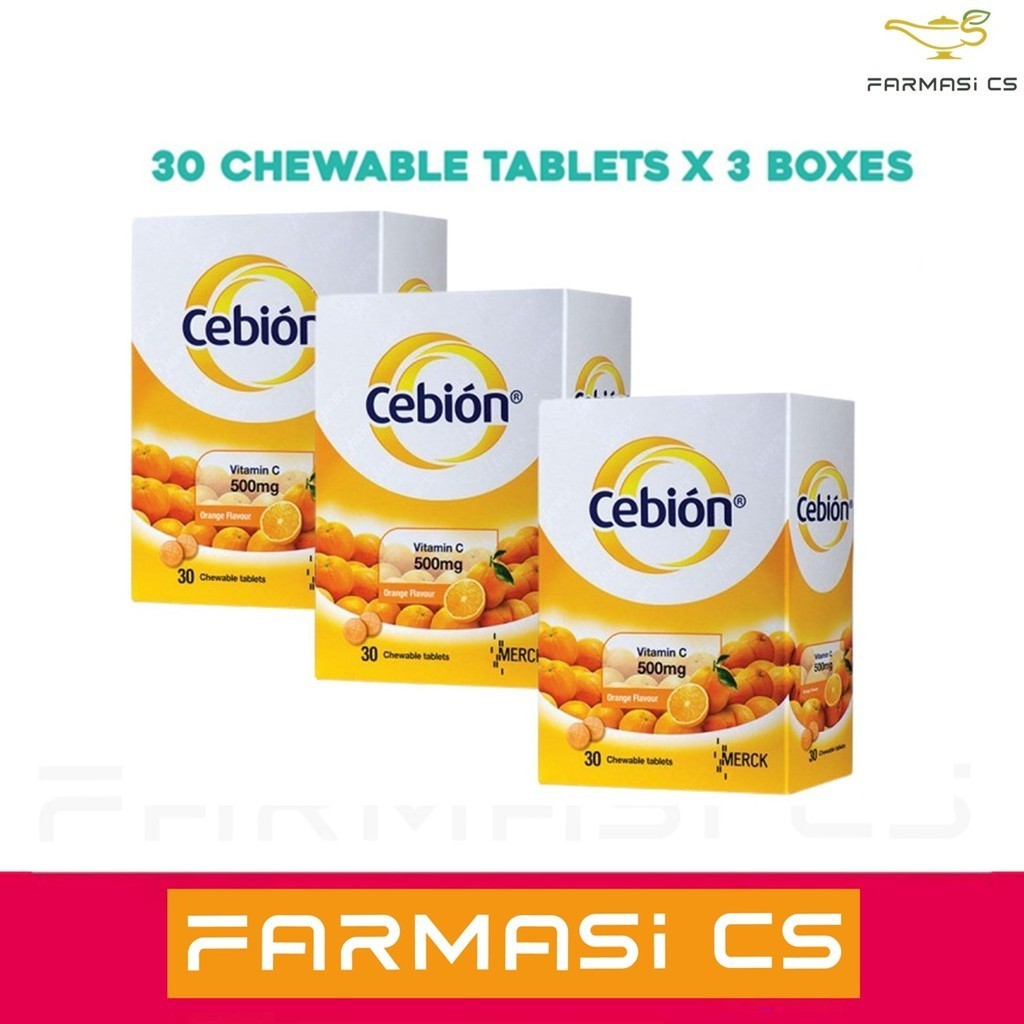 Cebion Vitamin C 500mg 30 chewable tablets x 3 boxes(TRIPLE) EXP:08/ ...