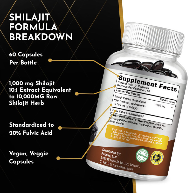 Shilajit Supplement, 10,000 MG Capsules Pure Himalayan Shilajit Oil ...