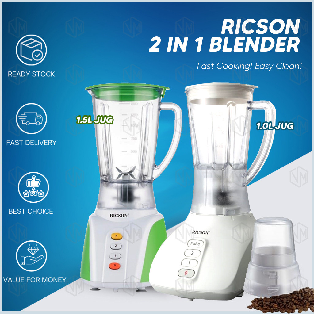 RICSON Set Blender Mixer Jug 2 in 1 with Dry Mill Cup Blender Jug ...